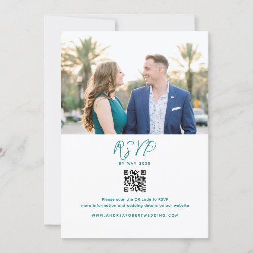 Modern Teal Wedding QR Code Invitation | Zazzle