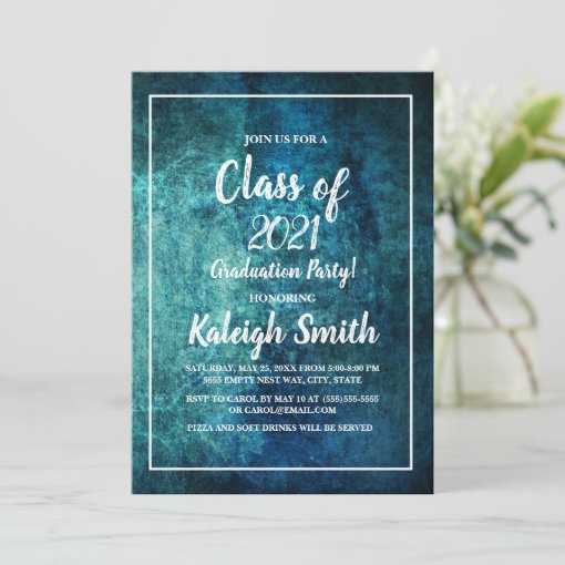 Modern Teal White Graduation Party Photo Invitation | Zazzle