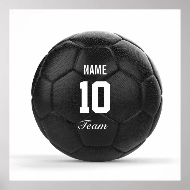 Modern Team Soccer Ball Personalized Text Poster | Zazzle
