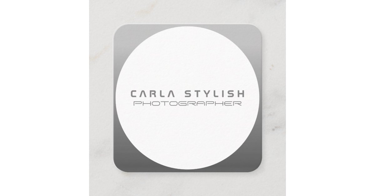 Modern tech inspired round gray silver square business card | Zazzle