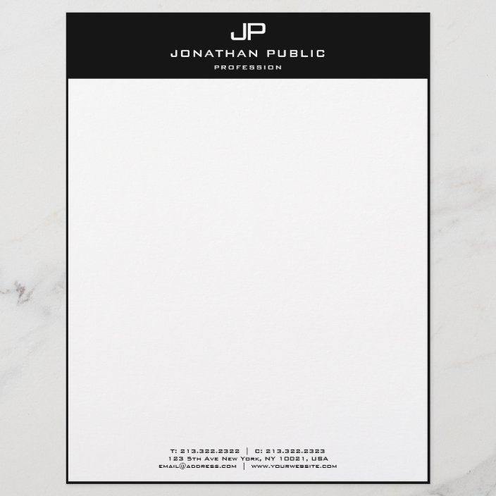 Modern Template Elegant Black White Monogrammed Letterhead | Zazzle.com