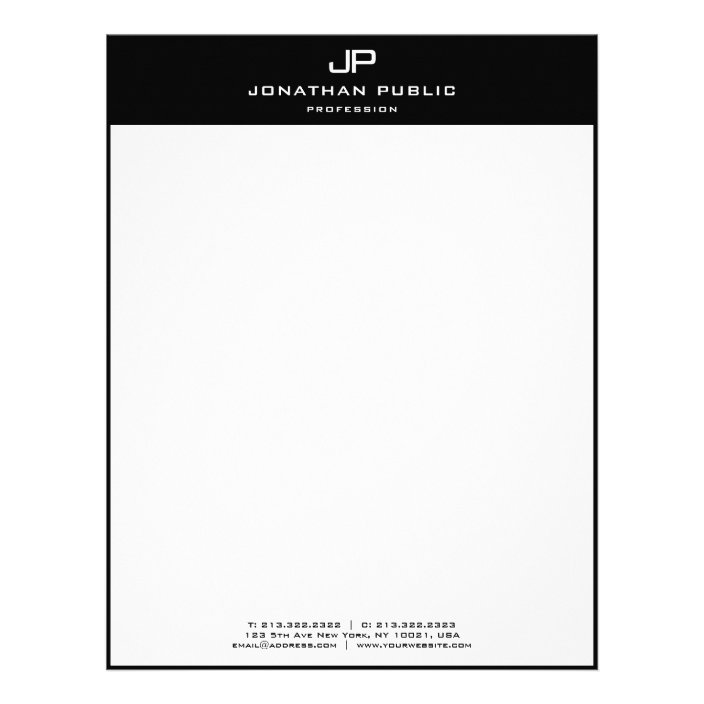 Modern Template Elegant Black White Monogrammed Letterhead | Zazzle.com