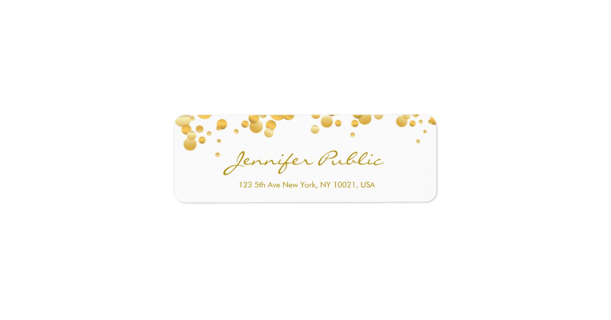Modern Template Gold Confetti Hand Script Elegant Label | Zazzle