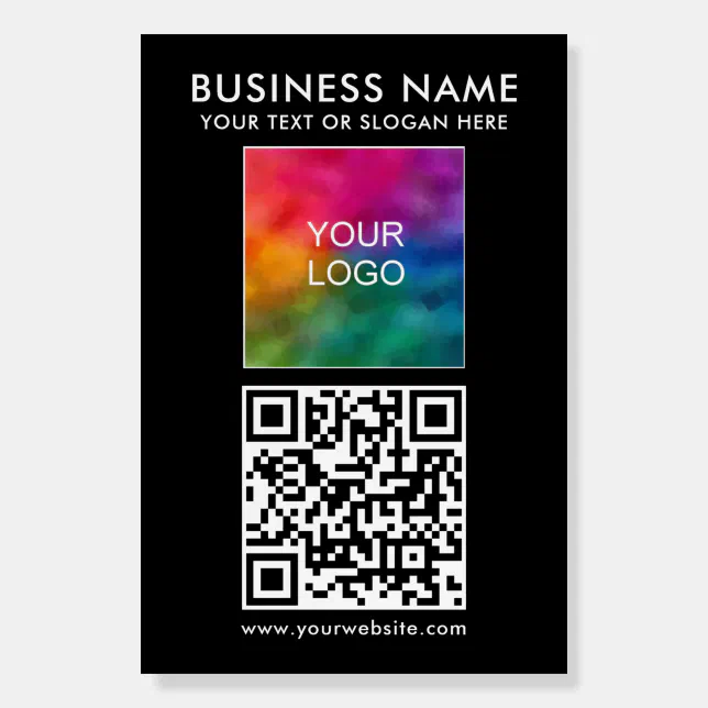 Modern Template Qr Code Business Logo Black Foam Board Zazzle
