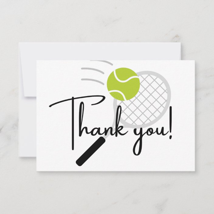 Modern Tennis racket ball Black and White Thank You Card | Zazzle.com