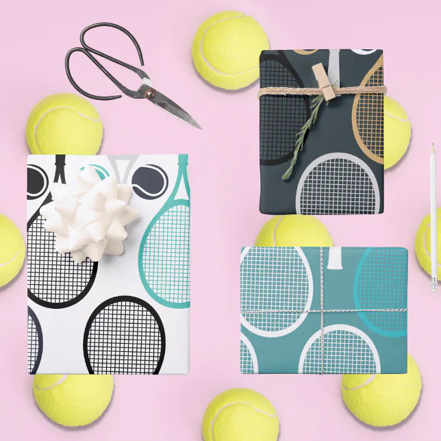 Modern Tennis Racket Wrapping Paper Sheets | Zazzle