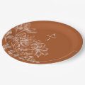 Modern Terra Cotta Monogram Floral Paper Plates | Zazzle