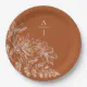 Modern Terra Cotta Monogram Floral Paper Plates | Zazzle