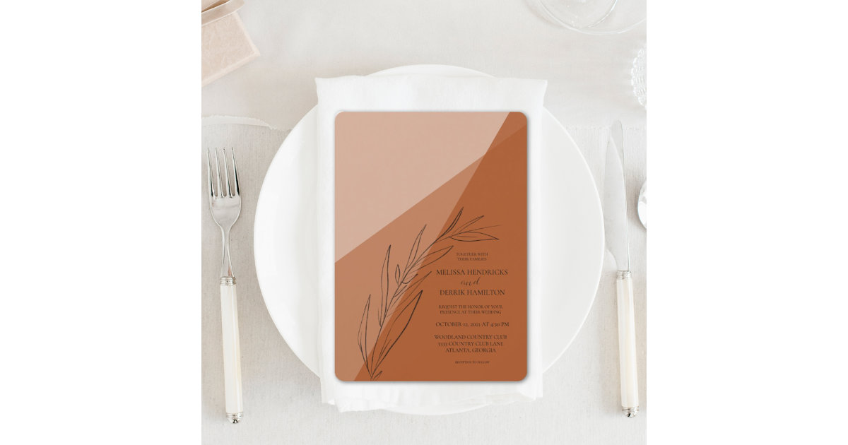Modern Terra Cotta Wedding Invitation | Zazzle