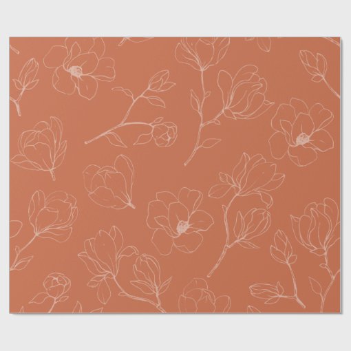 Modern Terracotta Flower Wrapping Paper | Zazzle