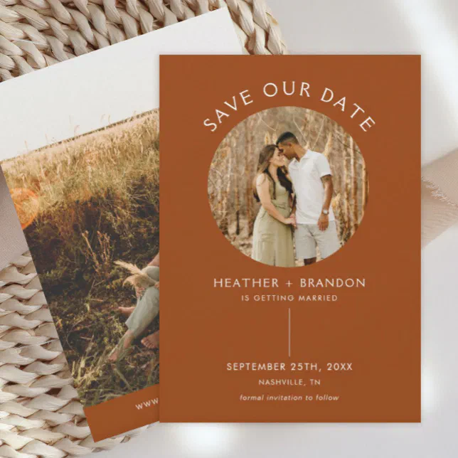 Modern Terracotta Photo Save Our Dates Invitations | Zazzle