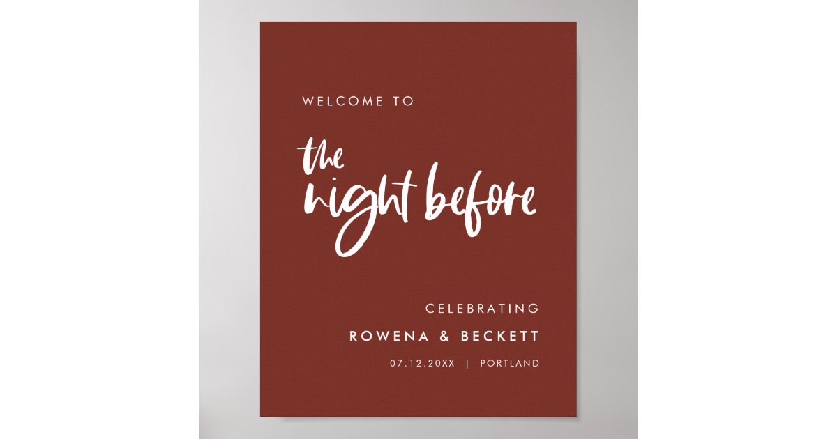 Modern terracotta Welcome to the night before Poster | Zazzle