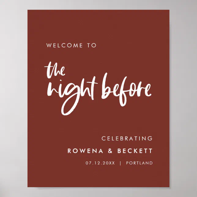 Modern terracotta Welcome to the night before Poster | Zazzle