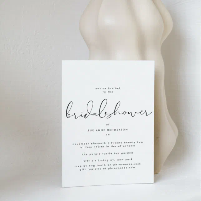 Modern Text Elegant Bridal Shower Invitation | Zazzle