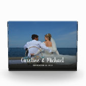 Modern text overlay personalized wedding custom photo block | Zazzle