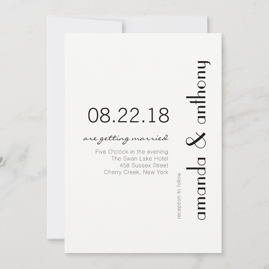 Modern Text Wedding Invitation | Zazzle