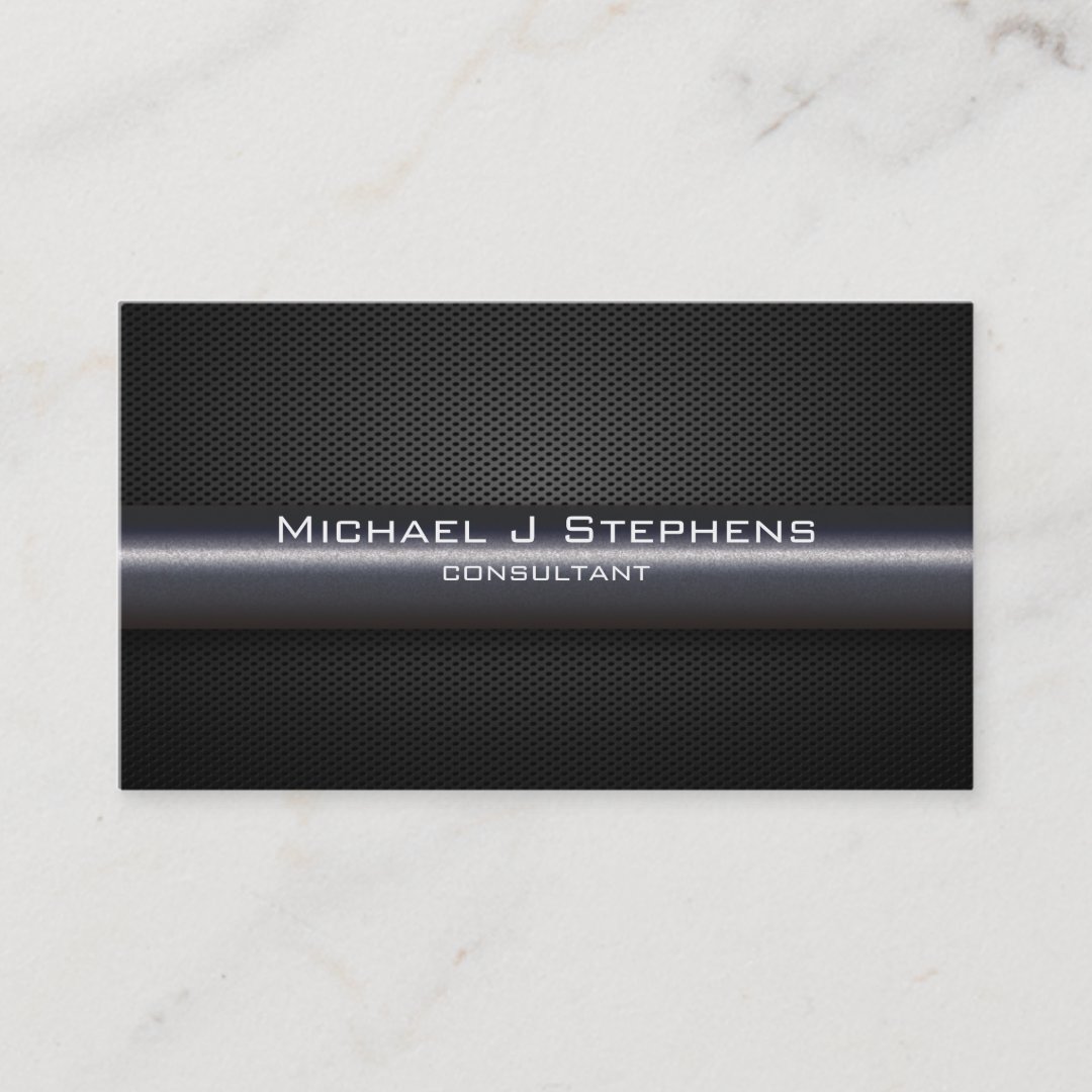 Modern Texture Pattern Simple Black and Silver Business Card | Zazzle