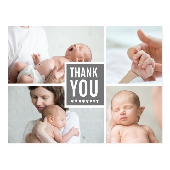 Modern Thank You and Birth Announcement Photos Postcard | Zazzle.com