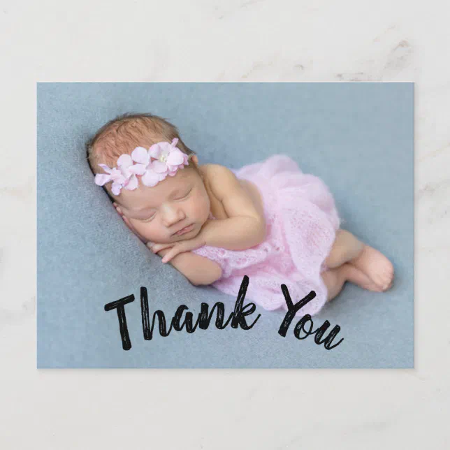 Modern Thank You Baby Birth Announcement Postcard | Zazzle