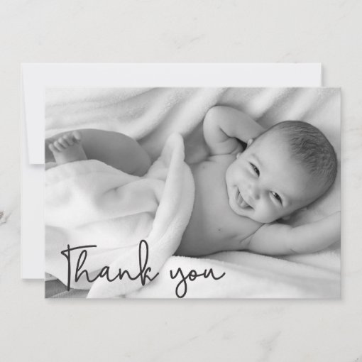Modern Thank you Baby Photo Birth announcement | Zazzle