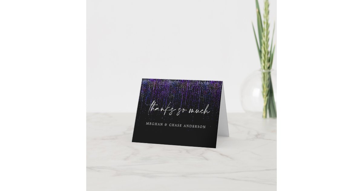 Modern Thank You Edgy Purple Glitter Card | Zazzle