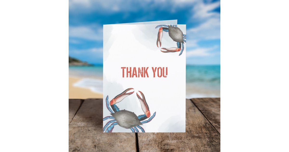Modern Thank You Elegant Blue Crab Watercolor | Zazzle