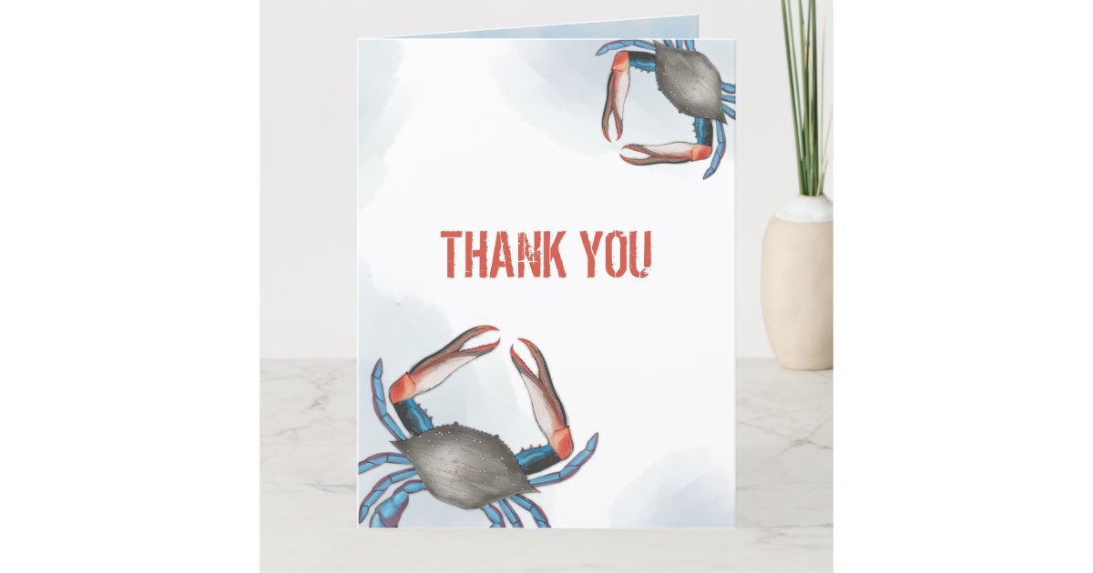 Modern Thank You Elegant Blue Crab Watercolor | Zazzle