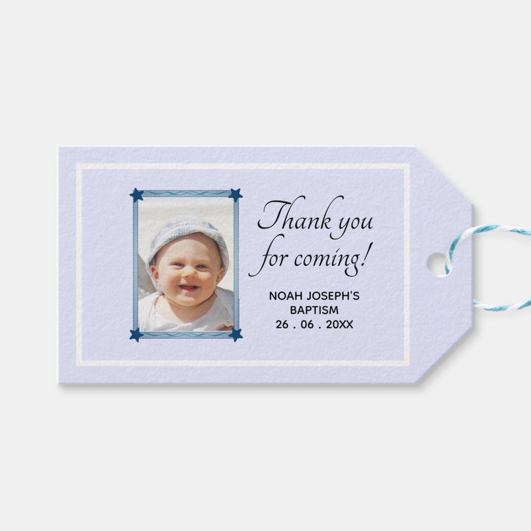 Modern THANK YOU FOR COMING! Baptism Gift Tag | Zazzle