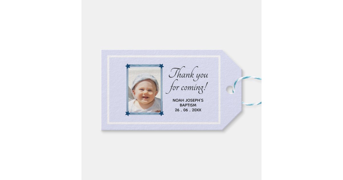 Modern THANK YOU FOR COMING! Baptism Gift Tag | Zazzle