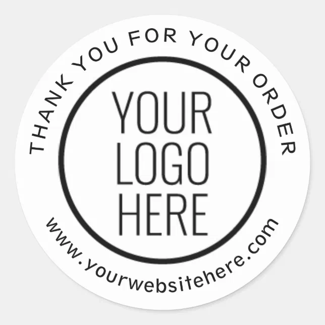 Modern Thank You For Your Order with Logo Classic Round Sticker | Zazzle