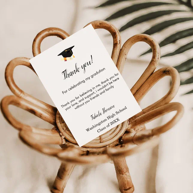 Modern thank you graduation message menu | Zazzle