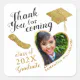 Modern Thank You Heart Photo 2025 Graduation Favor Square Sticker | Zazzle