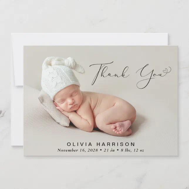 Modern Thank You Photo Birth Announcement | Zazzle