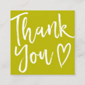 Modern thank you script order simple lime green square business card ...