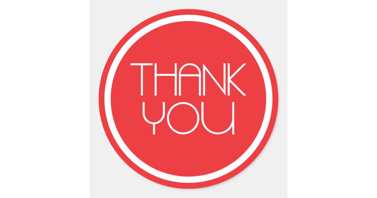 Modern Thank You Stickers (Red / White) | Zazzle