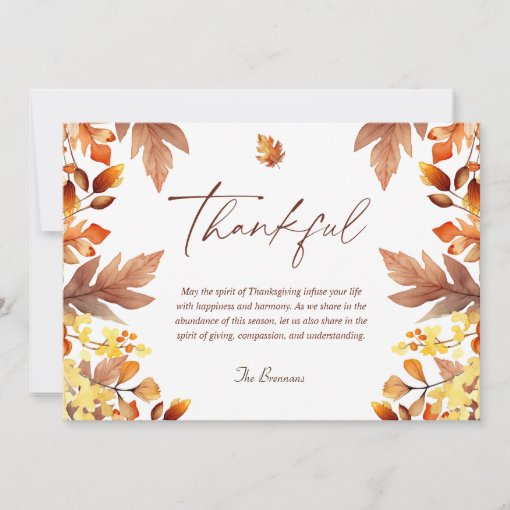 Modern Thankful Thanksgiving Holiday Card | Zazzle