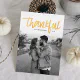Modern Thankful Yellow Watercolor Script Photo Holiday Card | Zazzle