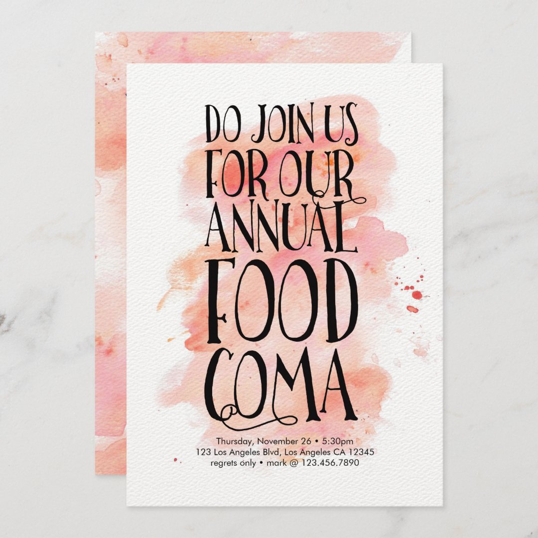 Modern Thanksgiving Food Coma Invitation | Zazzle