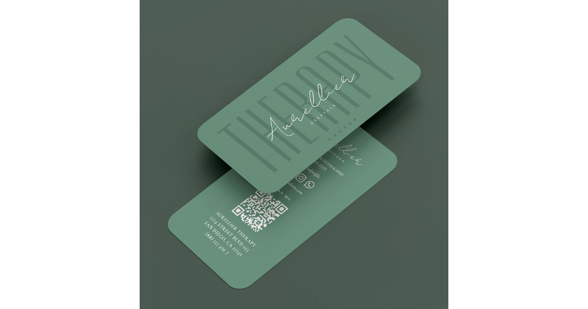 Modern Therapist Physiologist Dusty Teal Script Business Card | Zazzle