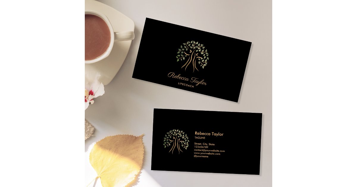 modern therapy life coach tree of life wellness business card | Zazzle