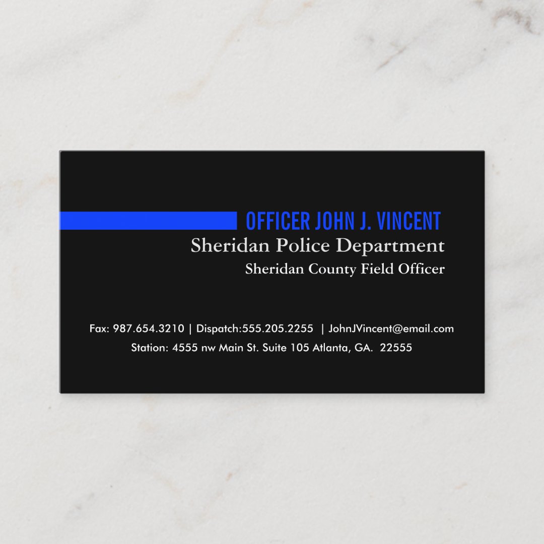 Modern Thin Blue Line Police Business Card | Zazzle