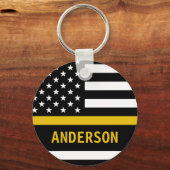 Modern Thin Gold Line Personalized 911 Dispatcher Keychain | Zazzle