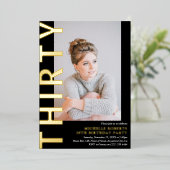 Modern THIRTY Photo 30th Birthday Party Invitation Foil Invitation | Zazzle