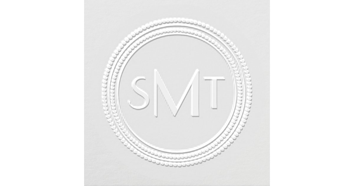 Modern Three Letter Monogram Circle Embosser | Zazzle