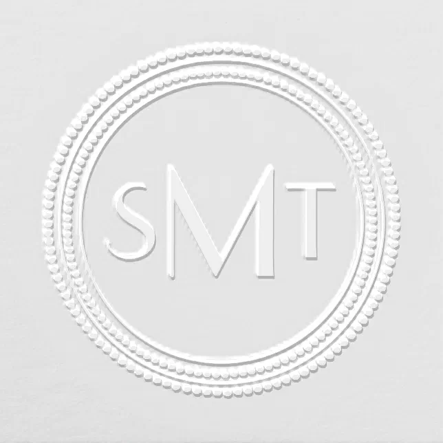 Modern Three Letter Monogram Circle Embosser | Zazzle