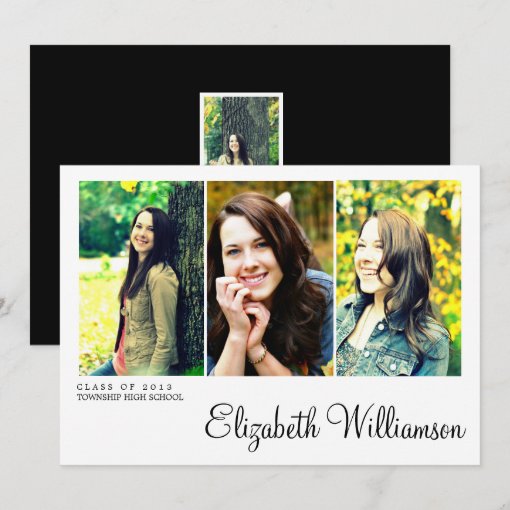 Modern Three Photo Graduation Party Invitation | Zazzle