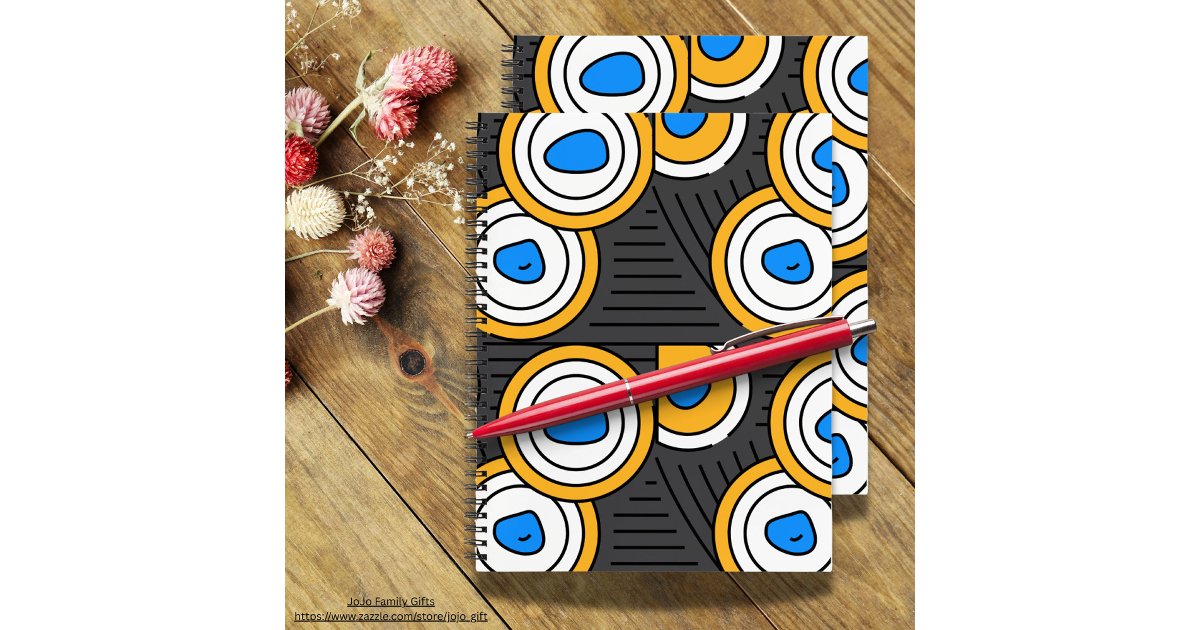 Modern Tibet abstract pattern in black blue Notebook | Zazzle