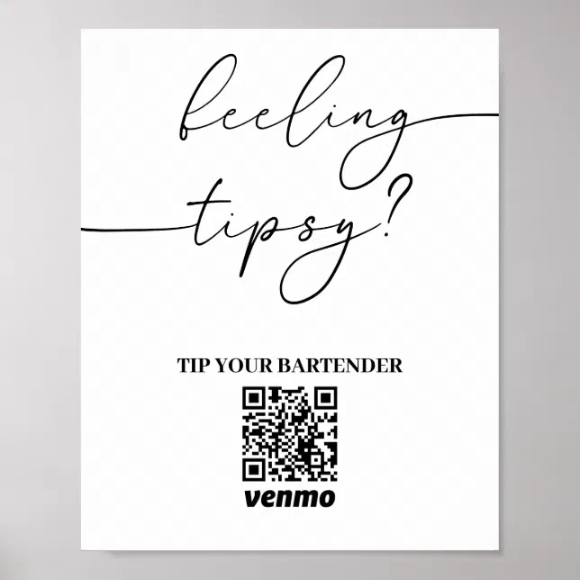 Modern Tip Your Bartender QR Code App Payment Sign | Zazzle
