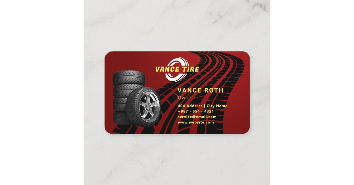 Modern Tire Services | Red Business Card | Zazzle