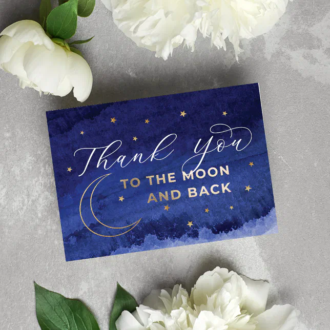 Modern To the Moon and Back Thank You Cards | Zazzle